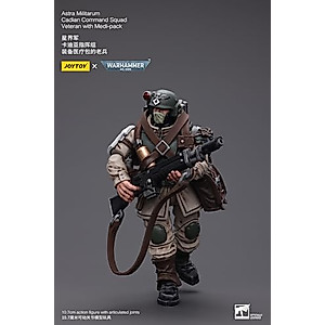 JoyToy Warhammer 40K: Astra Militarum Cadian Command Squad Veteran with Medi-Pack 1:18 Scale Figure