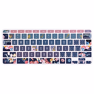 Silicon Keyboard Cover for 11.6" Lenovo Chromebook C330 C340, Flex 11, 100e 300e 500e N20 N21 N22 N23, 14" N42 N42-20, Red Flower