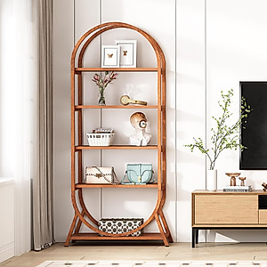 Tribesigns 5-Tier Open Bookshelf, 70.8" Tall Arched Bookcase, Modern Brown Storage Bookshelves, Freestanding Display Rack Shelving Unit for Office, Bedroom, Living Room, Easy Assembly (1PC)