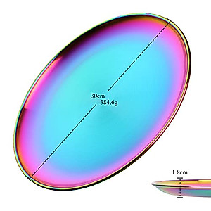 Plate and Bowl Sets, Stainless Steel Dishs Bowls Mugs Kitchen Dinnerware Set Service for 4 (Rainbow, 11.8 inch plate/5.1 inch bowl/cups)
