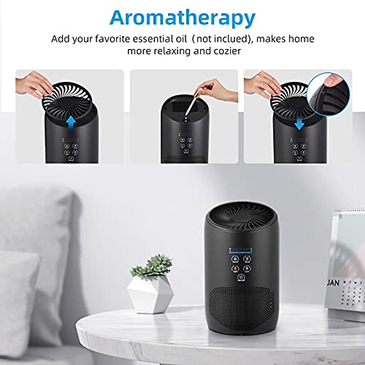 HEPA Air Purifiers for Home Bedroom, Smoke Air Cleaner with Fragrance Sponge, Lock Set, Ultra Quiet HEPA Air Purifier for Dust, Odor, Pet Dander,Smoke