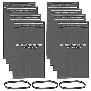 8 Pack 38737 Dust Filter Bags Replacement for Craftsman 2 to 2.5 Gallon Wet/Dry Vacuums and Powerhead Bucket Vac, Part# CMXZVBE38737 / 9-38737, with 3 Retaining Bands
