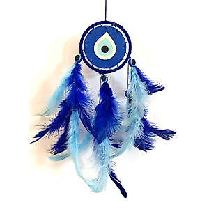 Rooh Dream Catcher ~ Evil Eye Canvas Car Hanging ~ Handmade Mandala Hangings for Positivity (Can be Used as Home Décor Accents, Wall Hangings, Garden, Car, Outdoor, Bedroom)