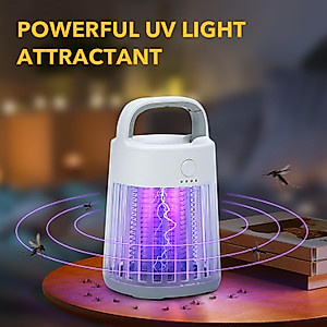 BuzzBGone Mosquito Zapper Rechargeable Indoor - Portable Electric Mosquitoes and Flying Insect Trap Light | High Powered Wireless Killer Lamp | Must Haves for Kitchen, Camping, Room, Home