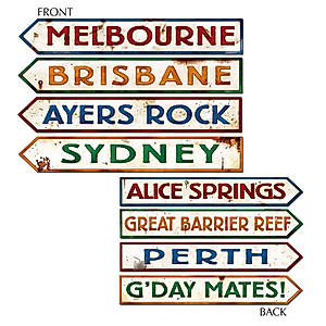 Australia Wall Decorations 4 Outback Street Signs 4 Australian Road Signs - Accents for a Unique Aussie Vibe Featuring Boomerang Kangeroo Koalas Sydney Melbourne