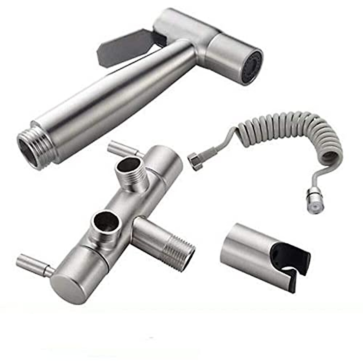 JIYTG Wall Bracket Hose Set 304 Stainless Steel Bidet Sprayer Toilet Partner high Pressure Spray Gun Flushing Set