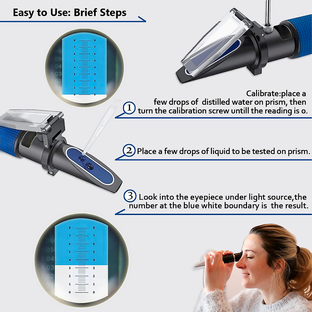 Aichose 0-80% Brix Meter Refractometer for Measuring Sugar Content in Fruit, Honey, Maple Syrup and Other Sugary Drink, with Automatic Temperature Compensation Function