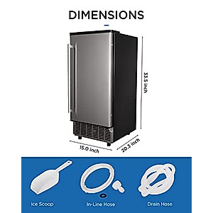Northair Untercounter Freestanding Ice Maker Daily 80lbs Commercial Built-in Machine with Scoop