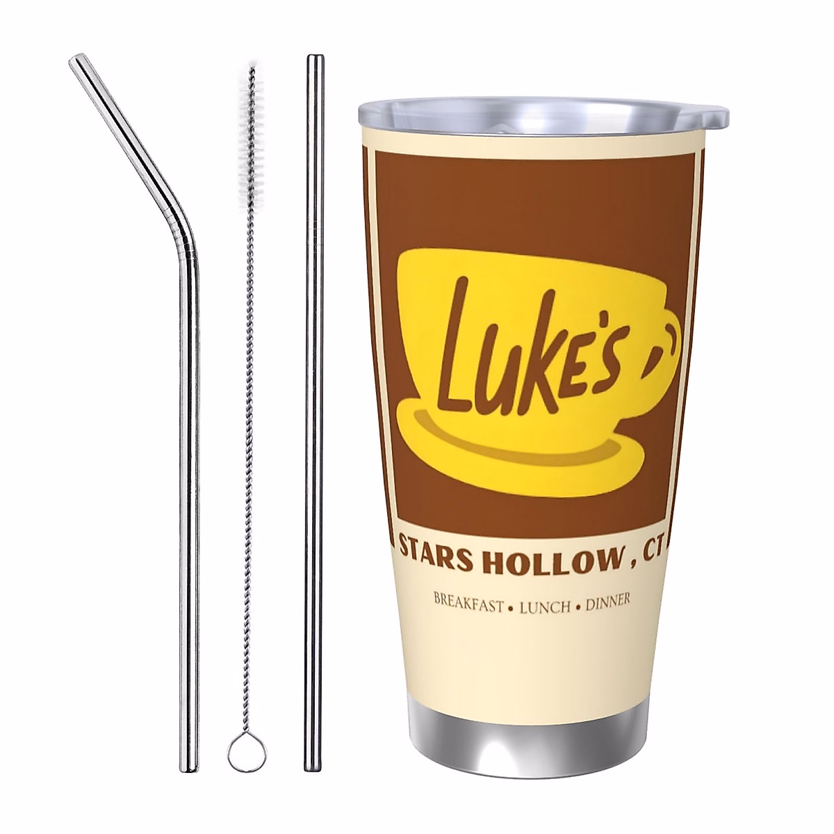 Stainless Steel Insulated Coffee Cup with Lid and Straw, 20 oz Gifts for Mom Girl Daughter Sister Friend Double Walled Stainless Steel Tumbler (silvery-C)