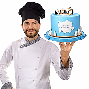 Zoofen Cake Carrier with Handle 10in Cake Stand Holder Round Container for 10in or Less Size(Blue)