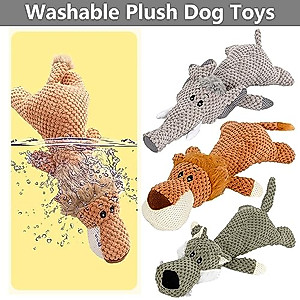DomKim Plush Squeaky Dog Toy for Small/Medium Dogs,Soft Durable Interactive Dog Toys for Teething Relieve Anxiety, Stuffed Soft Durable Chew Toys Ggressive Chewers Grey(Elephant)