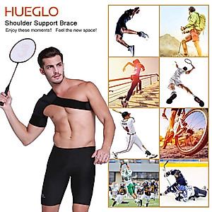 HUEGLO Right Shoulder Brace for Men,Torn Rotator Cuff Support Women Shoulder Stabilizer Brace for Shoulder Pain Relief