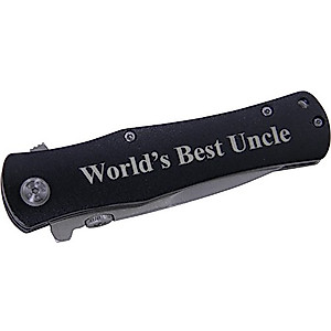 World's Best Uncle Folding Pocket Knife - Great Gift for Birthday or Christmas Gift for uncle (Black)