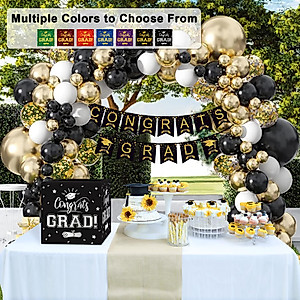 LIKAJON 1 Pack Black and Silver Foil Graduation Card Box, 8.7" Black Gift Card Box Holder Money Box, Congrats Grad Foldable Cardboard Decorations Box for Graduation Party Decoration and Grad Parties