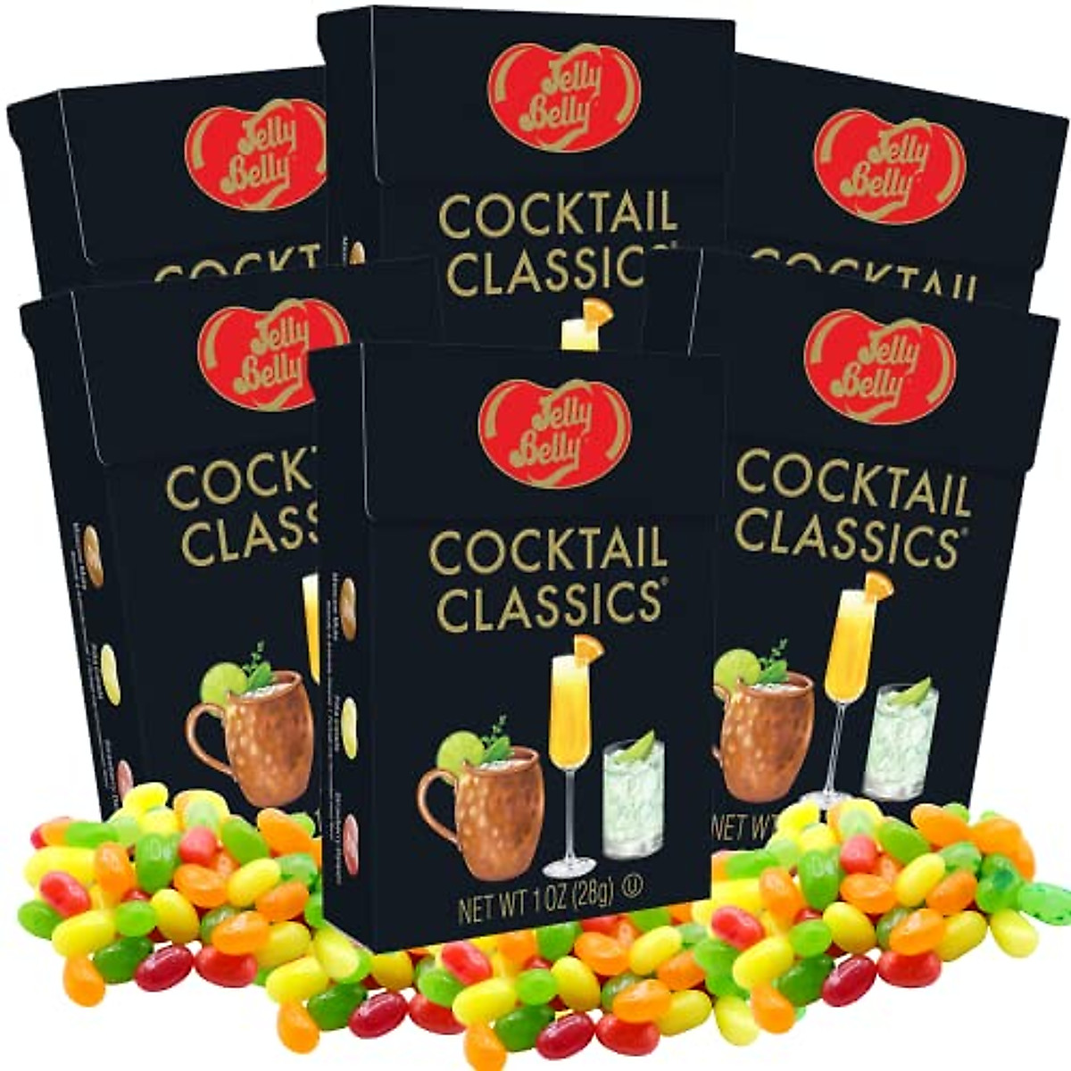 Gourmet Non-Alcoholic Cocktail Flavored Jelly Beans, Delicious Mocktail Candies, Fun Gift Sets for Bachelorette Parties, Party Favors, and Easter Basket Stuffers, Pack of 6