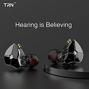 Senlee TRN ST1 Earphones with 1BA and 1DD, Hybrid Metal Earphones Headphones HiFi in-Ear Monitor with Detachable 2Pin Cable(with Mic, Black)