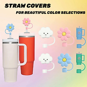 Straw Cover, 8 Pcs Straw Toppers for 10mm/0.4 Inch Stanley Straws, Straw Covers Cap for Stanley Cup 40 oz Tumblers, Stanley Cup Straw Cover, Straw Toppers for Tumblers for Stanley Cup Accessories