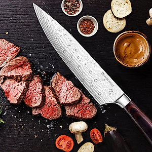 SANDEWILY 5PCS Chef Knife Set - Ultra Sharp Japanese Knives with High Carbon Stainless Steel Blades and Ergonomic Pakkawood Handle in an Elegant Gift Box