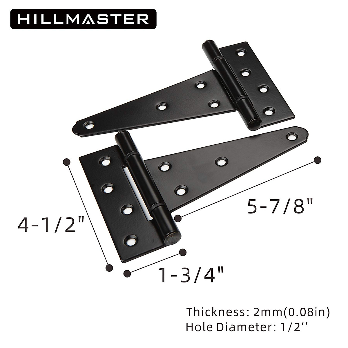 HILLMASTER Heavy Duty Gate Latch Door Handle Hardware Kit for Wooden Fence, Self-Closing Gate Latch with Pull String, Decorative Metal Gate Pull Handle, 2 Pack 6in T-Strap Gate Hinges, Black Finish
