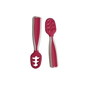 Pack Pre-Spoon Self-Feeding Baby Utensil Set - Silicon, BPA Free Toddler Supplies for Easy Teething & Led Weaning of Boys & Girls 6+ Months, Perfect First Stage & Second Stage Baby Feeding Gift (Pink)