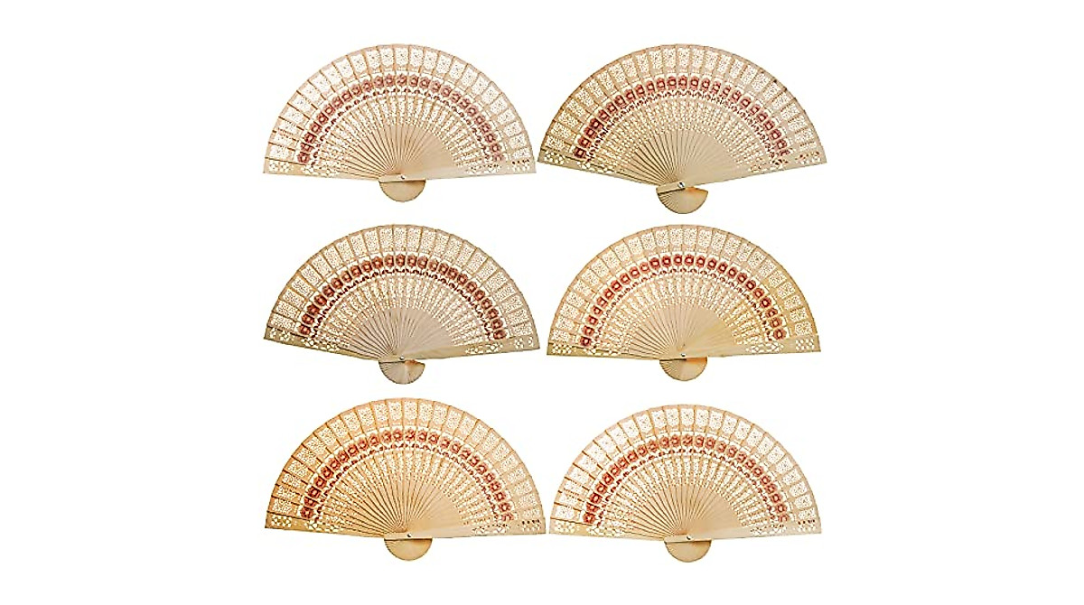 Wobe 60 Pack Sandalwood Fans: Elegant Wedding Favors & Decor