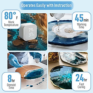 Clear Epoxy Resin Art Resin Kit 16 oz Crystal Jewelry Resin 2 Part Epoxy Resin Kit with Bonus Measuring Cups Sticks Spreader and Gloves