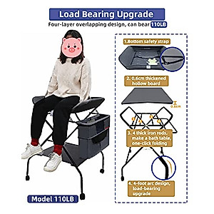 Kiss My Heart Portable Baby Changing Table, Diaper Changing Table Dresser Changing Station for Infant, Diaper Changing Table Pad, Mobile Nursery Organizer for Newborn -Grey…