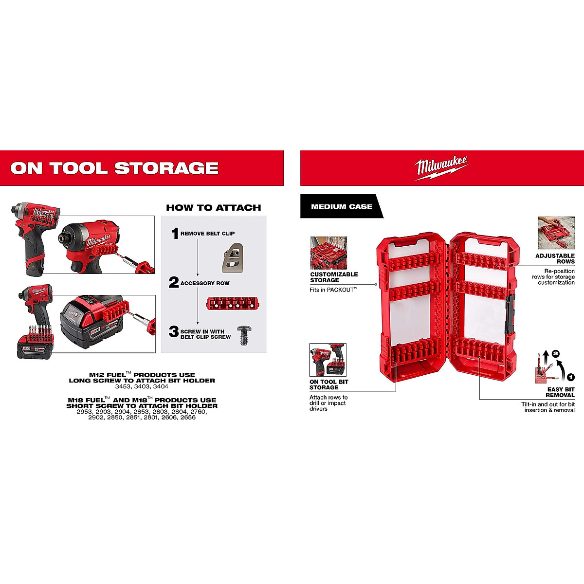 Milwaukee SHOCKWAVE Impact Duty Assorted Alloy Steel Screw Driver Bit Set with PACKOUT Accessory Case (52pc bits, 3pc Holders)