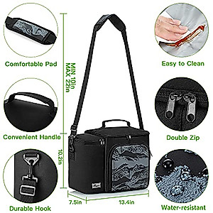 AUSPRN Lunch Box for Men heavy duty, Large Insulated Lunch Bag for Men Women Adults, Reusable Mens Lunch Box Cooler for Work Driver Picnic Camping, Black