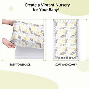 Pineapple Themed Fitted Mini Crib Sheets,Portable Mini Crib Sheets Toddler Bed Mattress Sheets-Great for Boy or Girl Room or Nursery,24“ x38“,Mustard Yellow Mauve