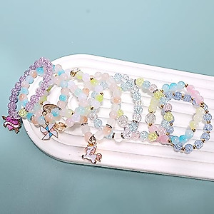 Enjoymade Transparent Color Glass Beads Bracelet Making Kit, Girls' Lovely Cute Necklace Jewelry DIY Bulk Acrylic Gradient Bubble Bead Jewelry, Birthday Gift