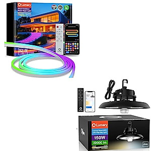 Lumary Smart Outdoor Neon Rope Lights, 32.8ft 22,000Lm Smart UFO LED High Bay Light