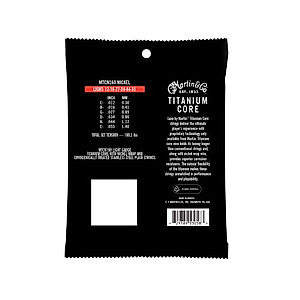 Martin Guitar Titanium Core Strings, Light-Tension Nickel Acoustic Guitar Strings