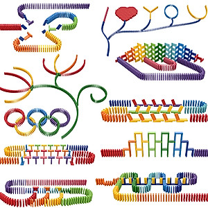 1000 PCS Dominoes for Kids Wooden Building Blocks Bulk Dominoes Set Racing Tiles Family Game for Adults and Kids with Extra 11 Add-on Blocks and Storage Bag