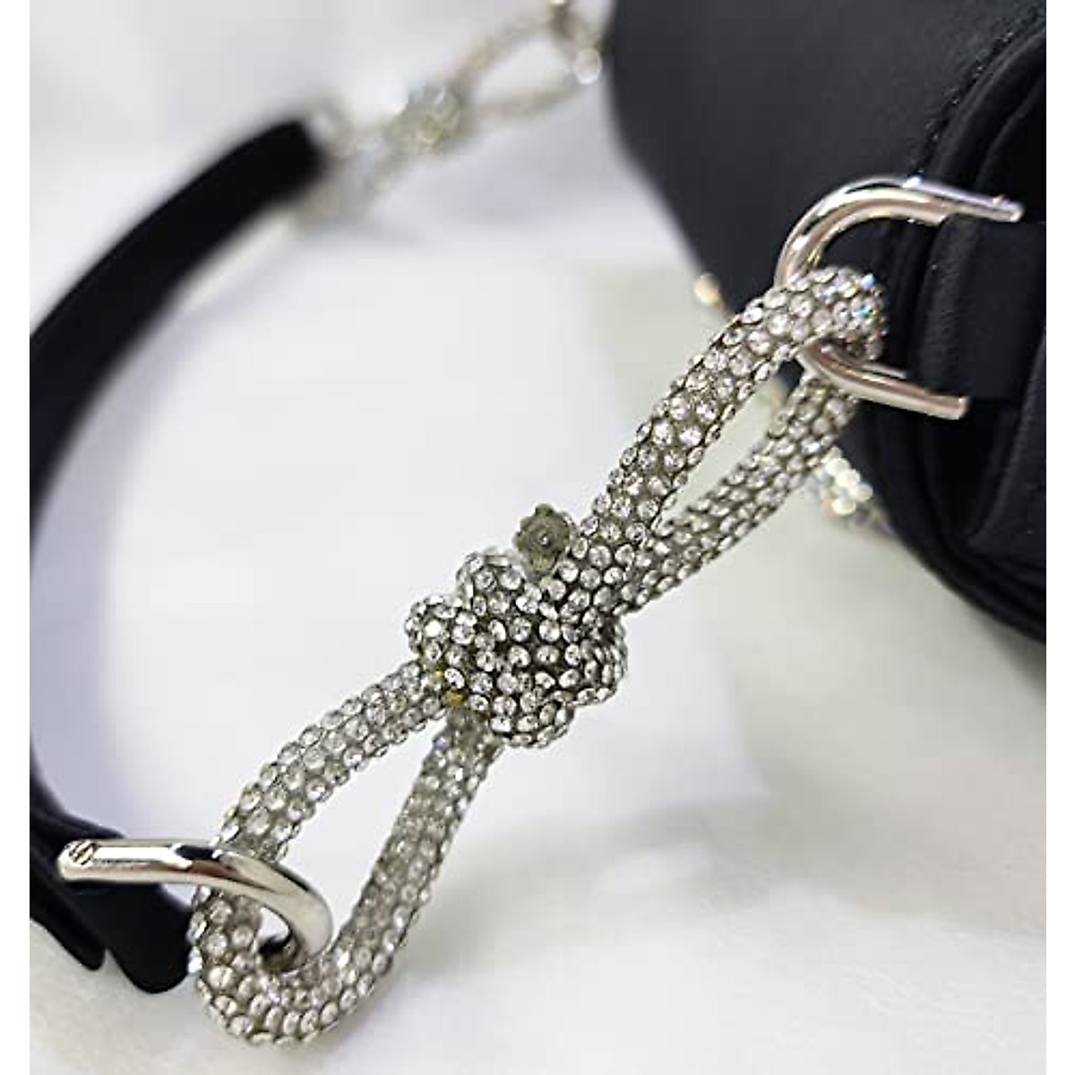 Double Bow Rhinestone Evening Handbag for Women Mini Hobo Bag Tote Bag Elegant Purses for Wedding Travel Party