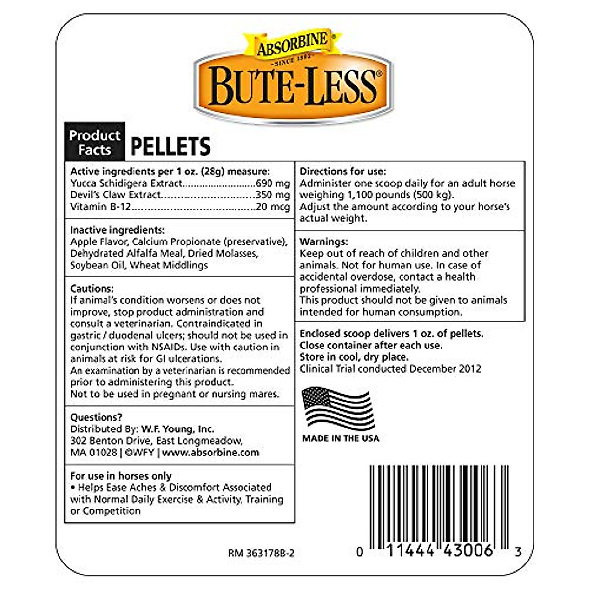 Bute-Less Comfort & Recovery Supplement Pellets, Healthy Inflammatory Response, 5 lb / 80 Day Supply