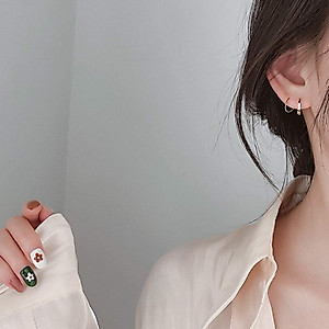 Minimalist Ear Climber Crawler Cuff Earrings for Women Sterling Silver Cartilage Ear Piercing Wrap Earring Studs Hypoallergenic (White Gold)