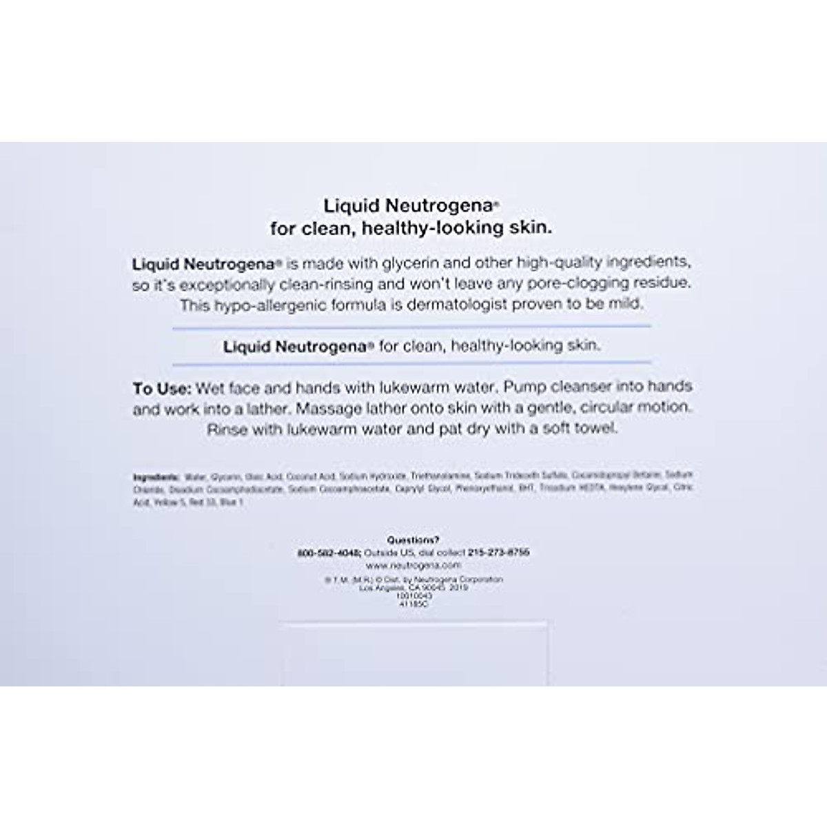 Neutrogena Fragrance Free Liquid Neutrogena, Facial Cleansing Formula, 8 oz Pump Bottles (Pack of 4)