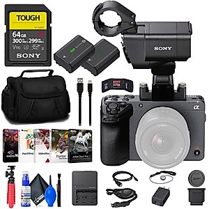 Sony FX30 Digital Cinema Camera with XLR Handle Unit (ILME-FX30) + 64GB SF-G Tough Card + Bag + NP-FZ100 Compatible Battery + External Charger + Corel Photo Software + Flex Tripod + More (Renewed)