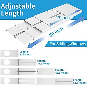 Portable Air Conditioner Window Kit with Coupler, Vertical/Horizontal Sliding Window AC Vent Kit, Adjustable Length from 17" to 60" AC Window Seal Plates Kit for 5.9"/15 cm Exhaust Hose