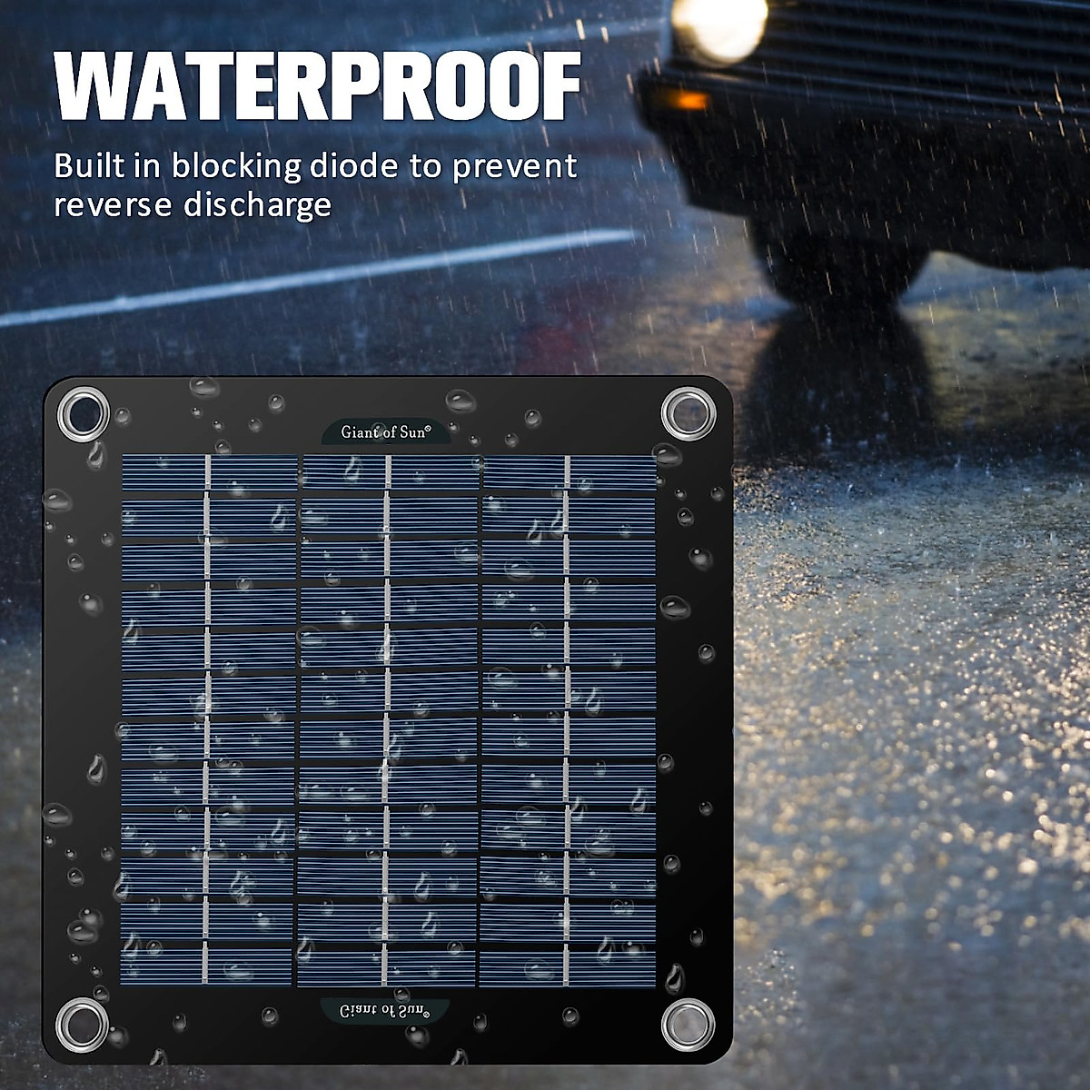 Ihvewuo 10W Solar Panel Kit 12V Waterproof Solar Trickle Charger Portable Solar Powered Charger Kit with 4 Suction Cups Lightweight High Efficiency Car Battery Maintainer for Car RV Boat(Black)