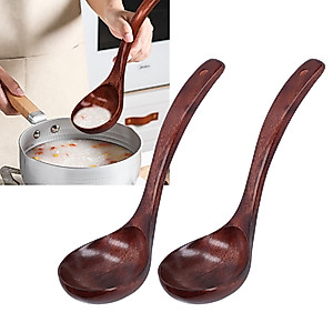 2Pcs Wooden Spoons for Cooking,Wood Spoon Scoops Wooden Ladle Spoon Nonstick Cooking Utensils for Soup Kitchen Cooking Mixing Stirring (9cm)