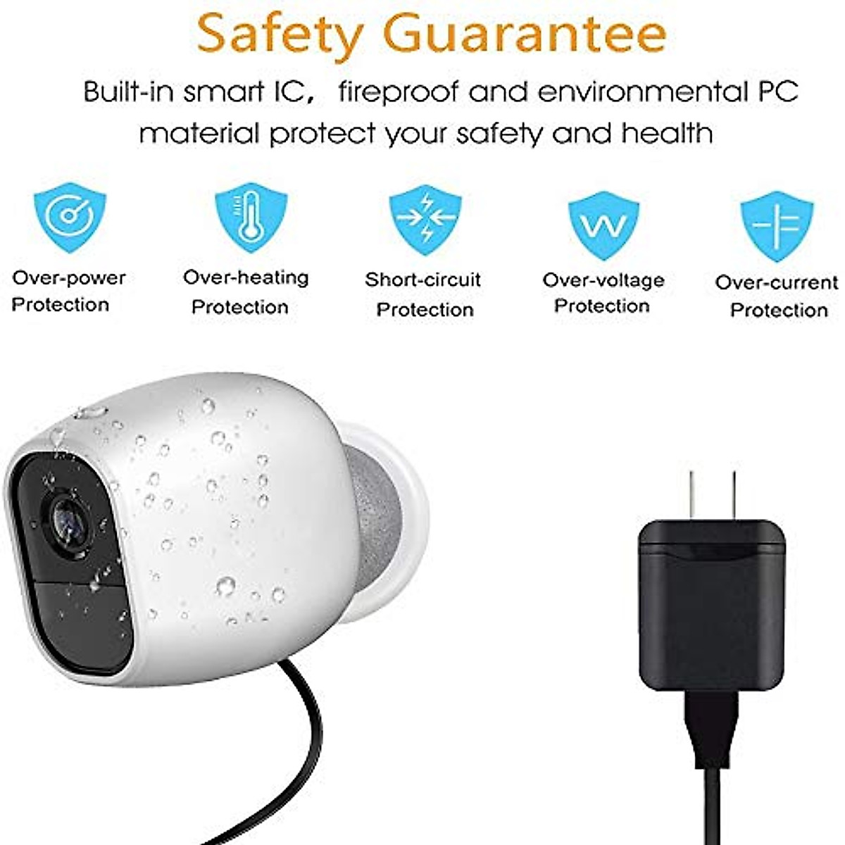 EaseBuy Power Cable and Charger Adapter for Arlo Pro & Arlo Pro 2 and Arlo GO, Weatherproof Outdoor Indoor Arlo Cords - No Charging Needed (9m, Black)