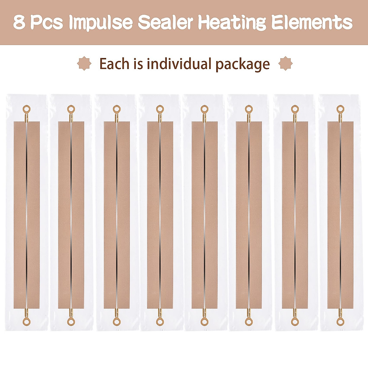 Impulse Sealer Replacement Parts, 8 Pcs Sealer Replacement Element Grip, Heat Seal Strips for 8 Inch Heat Sealer Machine, Impulse Sealer Spare Repair Parts Kits for Most Hand Sealers (2x200 mm)