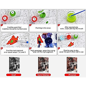 TISHIRON Paint by Number Wine Glass DIY Paint by Numbers Kit for Adults Kids DIY Canvas Painting by Numbers Wine Painting Acrylic Painting Arts Craft for Home Decoration Red Wine Glass 16x20 Inch