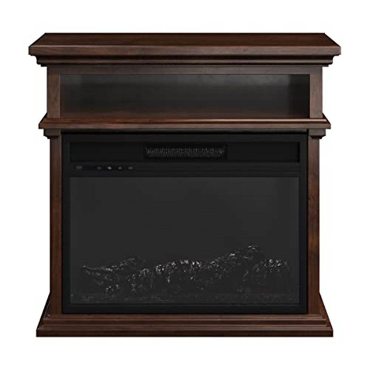 Electric Fireplace - 3-Sided Heater with Mantel and Shelf, Remote Control, LED Flames, Faux Logs, and Adjustable Settings by Northwest (Brown) (80-FPWF-M2)
