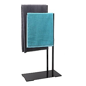 AIQII Towel Rack Standing Double L Shape Bath Towel Sheet Holder Design Base for Bathroom Floor Towel Rack Standing Next to Tub or Shower Towel Holder Stand