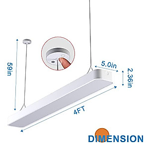 Lightdot 4ft LED Shop Light Fixture, 5" Wide Linear Kitchen Ceiling Lights, Flush/Suspended Mount, 50W 7000LM(200W Fluorescent Replacement) 5000K Led Wrap-Around Lights for Garage Office(4 Pack)