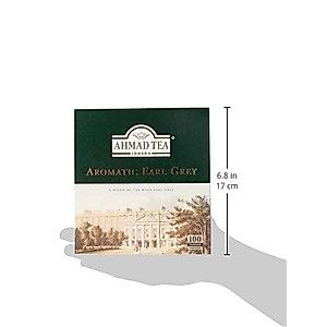 Ahmad Tea Black Tea, Earl Grey Aromatic Teabags, 100 ct - Caffeinated & Sugar-Free, Packaging May Vary
