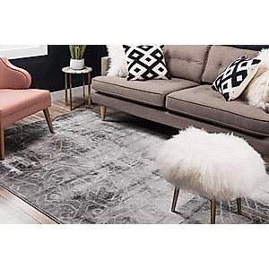 Unique Loom Sofia Collection Area Rug - Rainier (8' x 10' Rectangle, Dark Gray/ Gray)